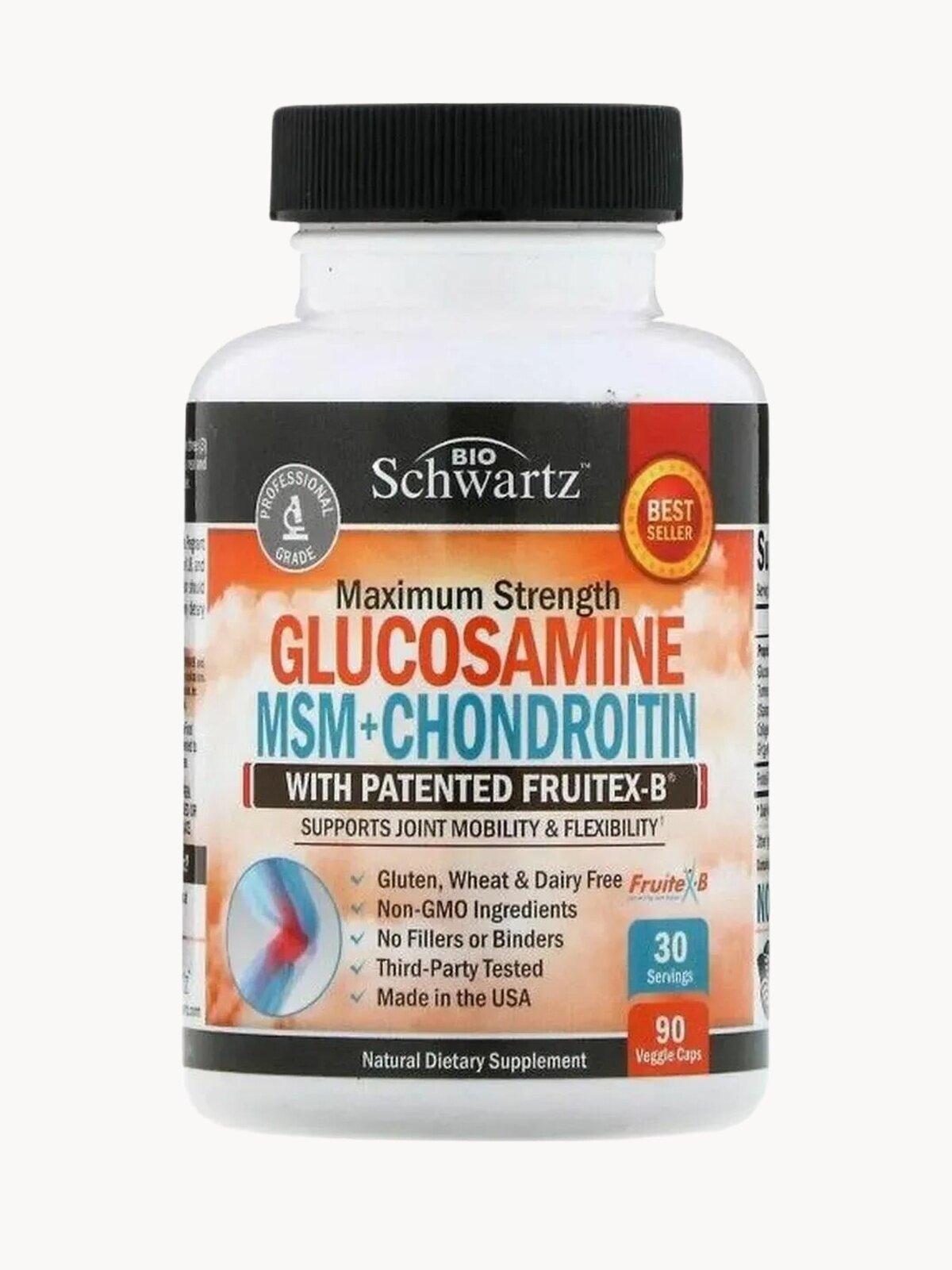 Глюкозамин Хондроитин, 2000 мг, 90 капсул для сильных суставов