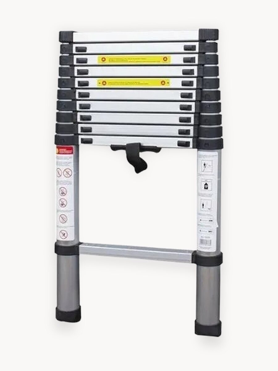 Лестница телескопическая трансформер GRASSMAN 3,2 м, раздвижная алюминиевая приставная, 11 ступеней