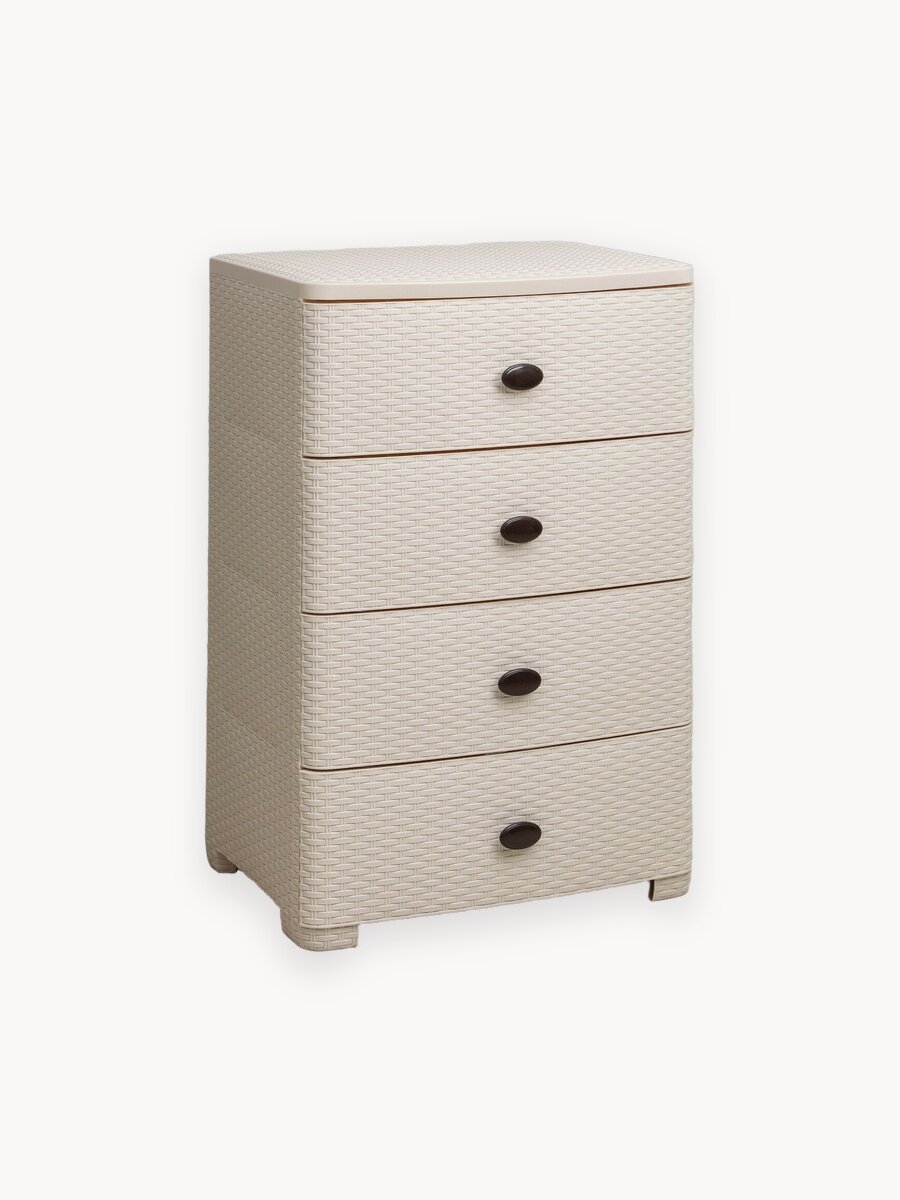 Комод 4-х секционный Альтернатива "Плетёнка", цвет слоновая кость