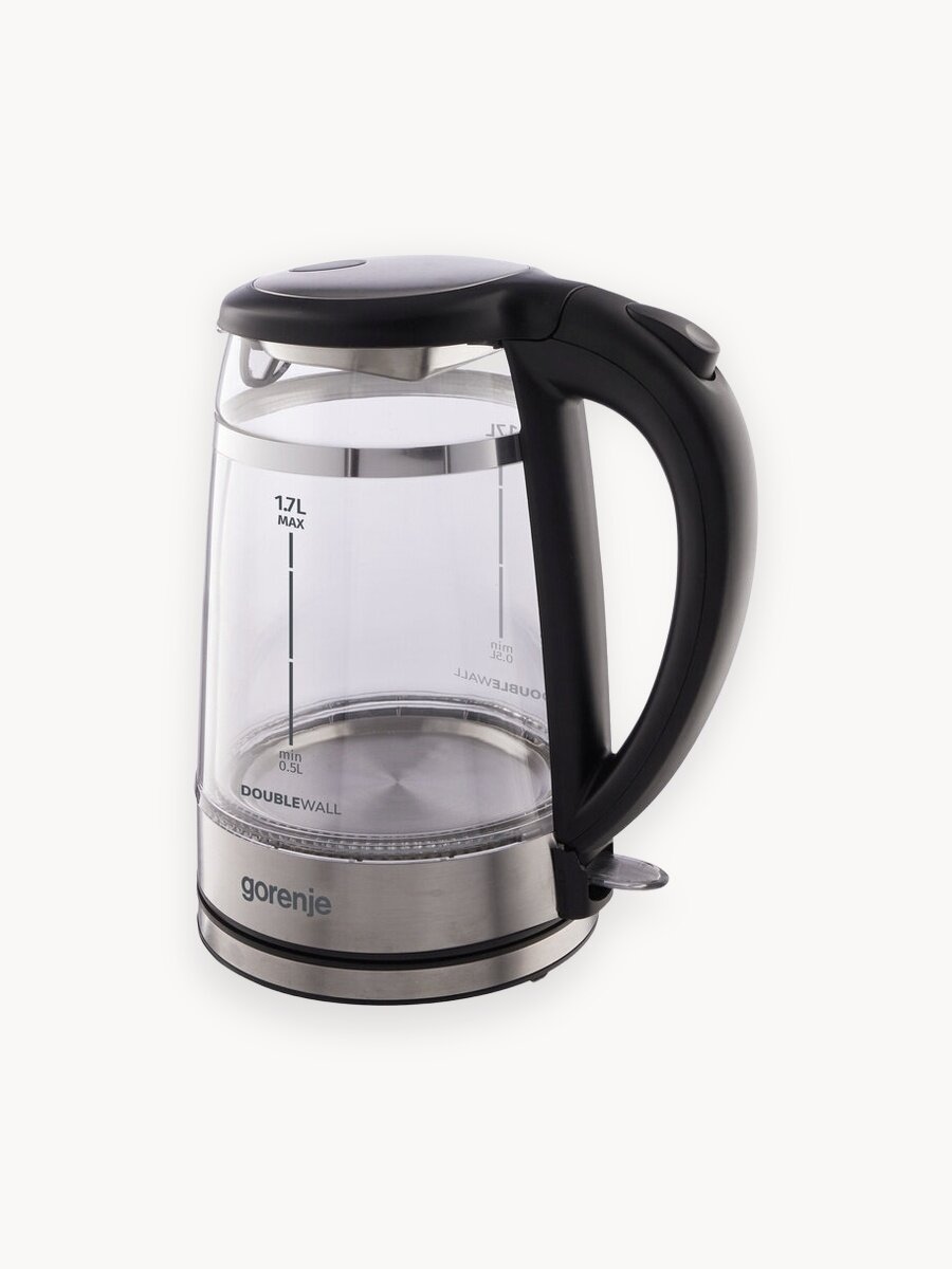 Чайник электрический Gorenje K17GDW черный, объем 1.7л, 2200 Вт