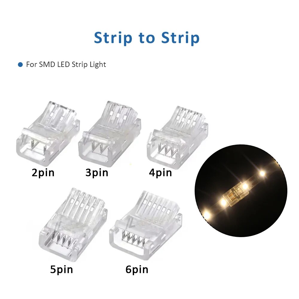 Разъемы MJJC для светодиодной ленты 8/10/12 мм 10PCS, 2Pin 10mm, Strip to Strip