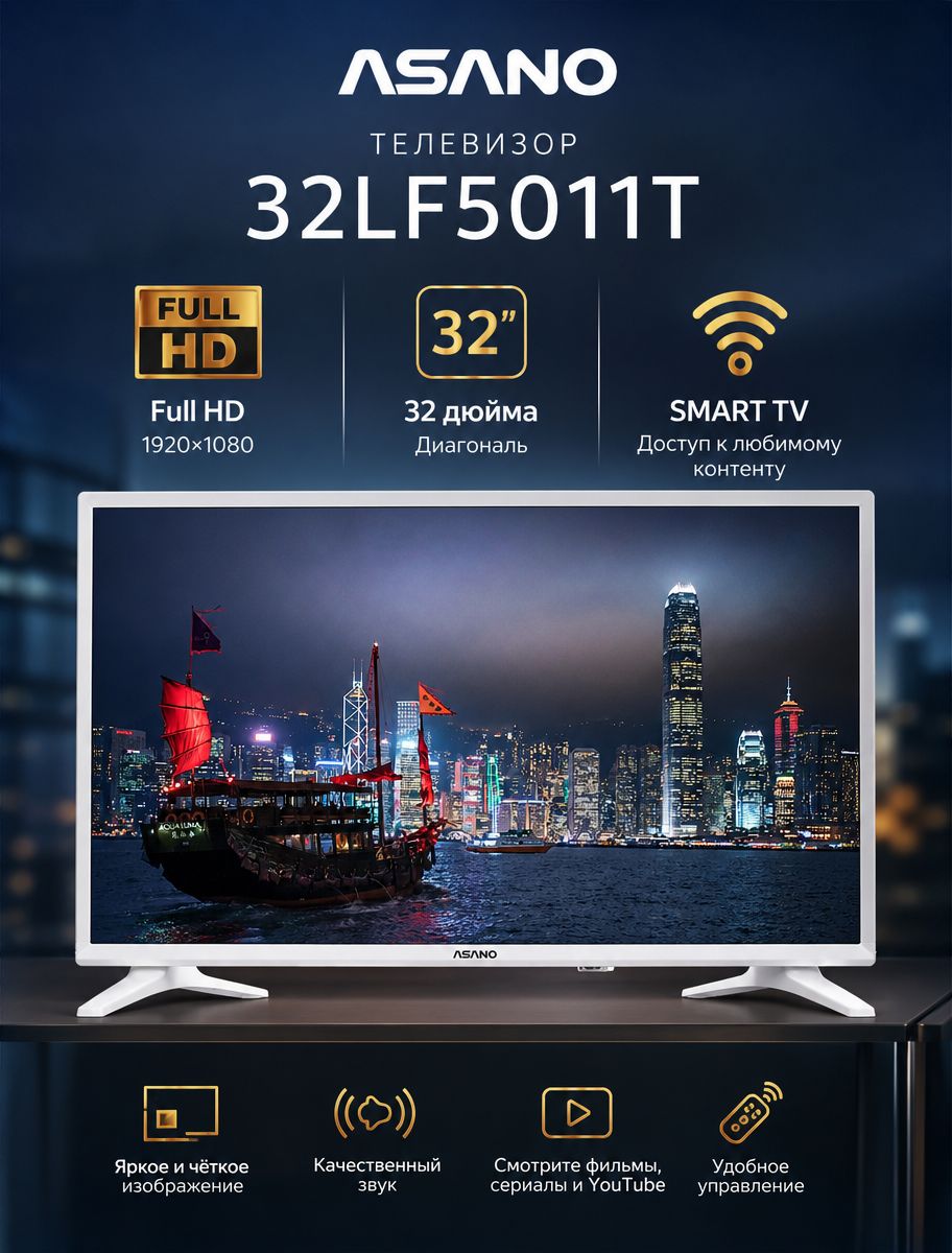 Asano Телевизор 32LF5011T Smart TV 32" Full HD, белый