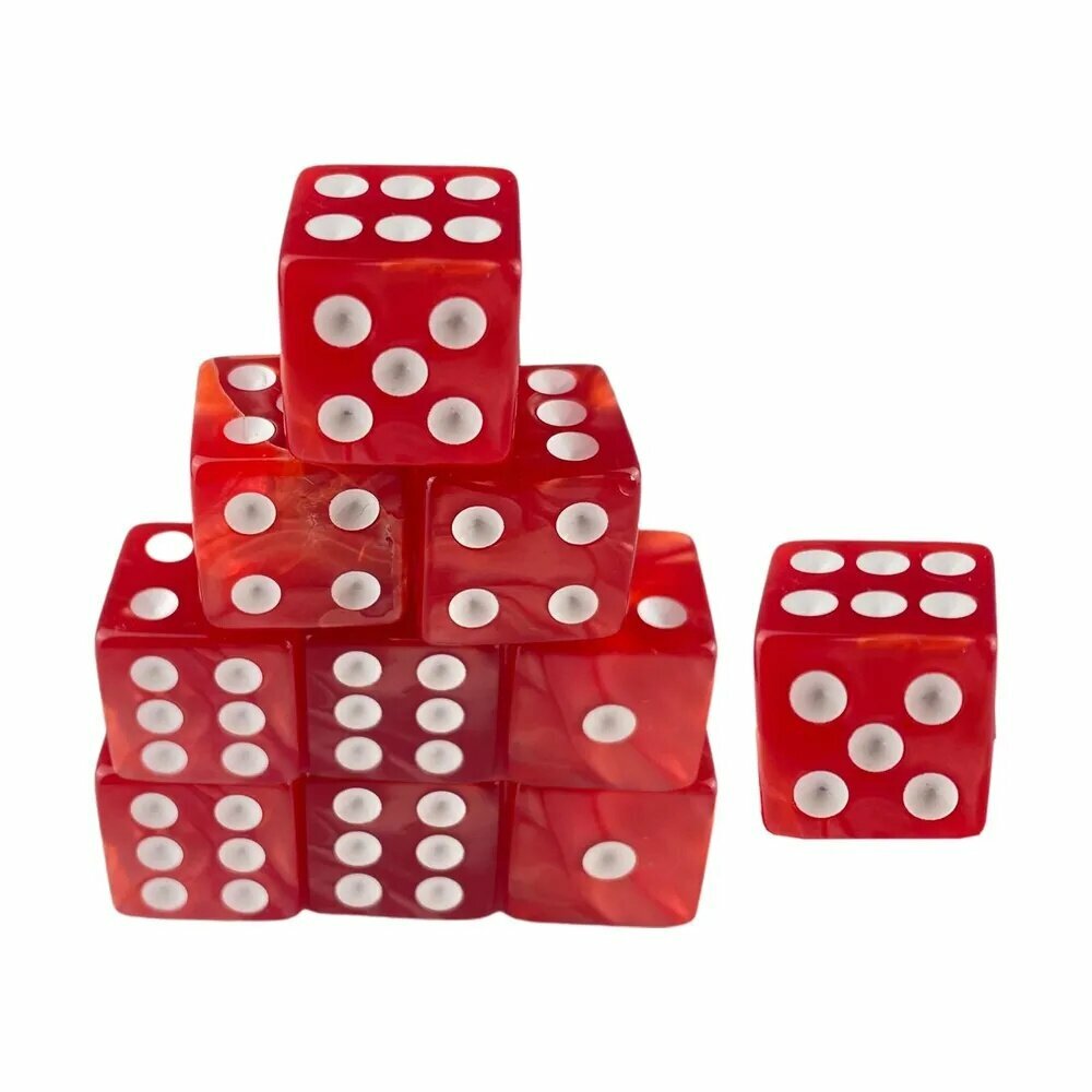 Набор из 10 красных шестигранных игральных кубиков 16 мм для настольных игр и карточных игр, аксессуары для игр