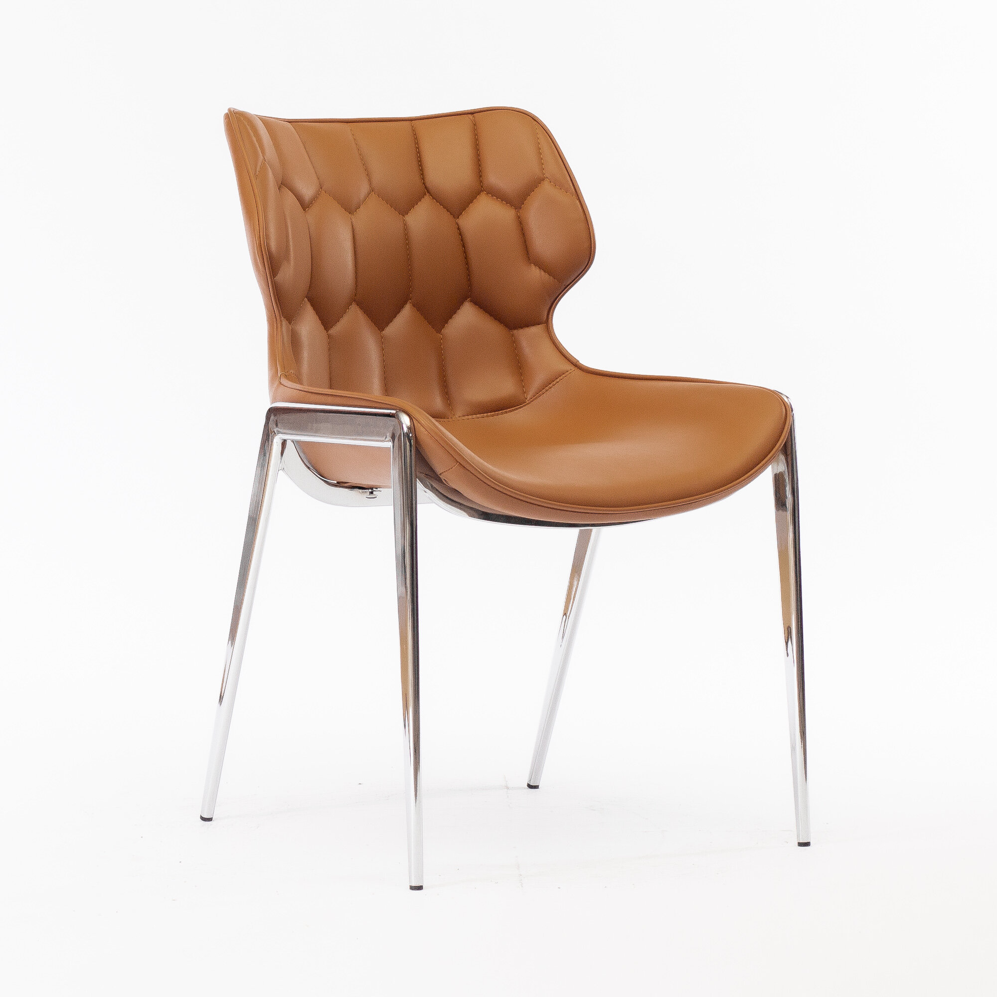 Стул Найроби светло-коричневая экокожа ножки хромированные для дома/для гостиной/для столовой/для кафе/кухонный стул/стул кухонный