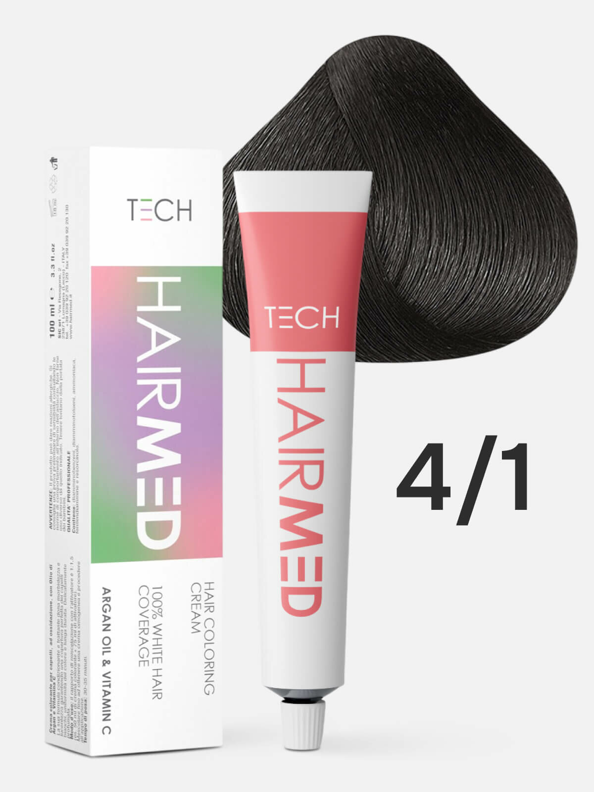 Крем - краска для волос профессиональная Hairmed 4/1 Каштановый Пепельный, 100 мл