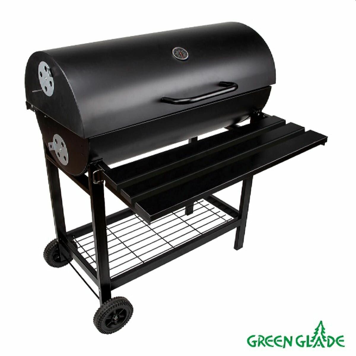 Гриль угольный для барбекю и шашлыка уличный с крышкой, мангал складной большой green glade для дачи и пикника, барбекю переносной многоразовый садовый 0,8 мм