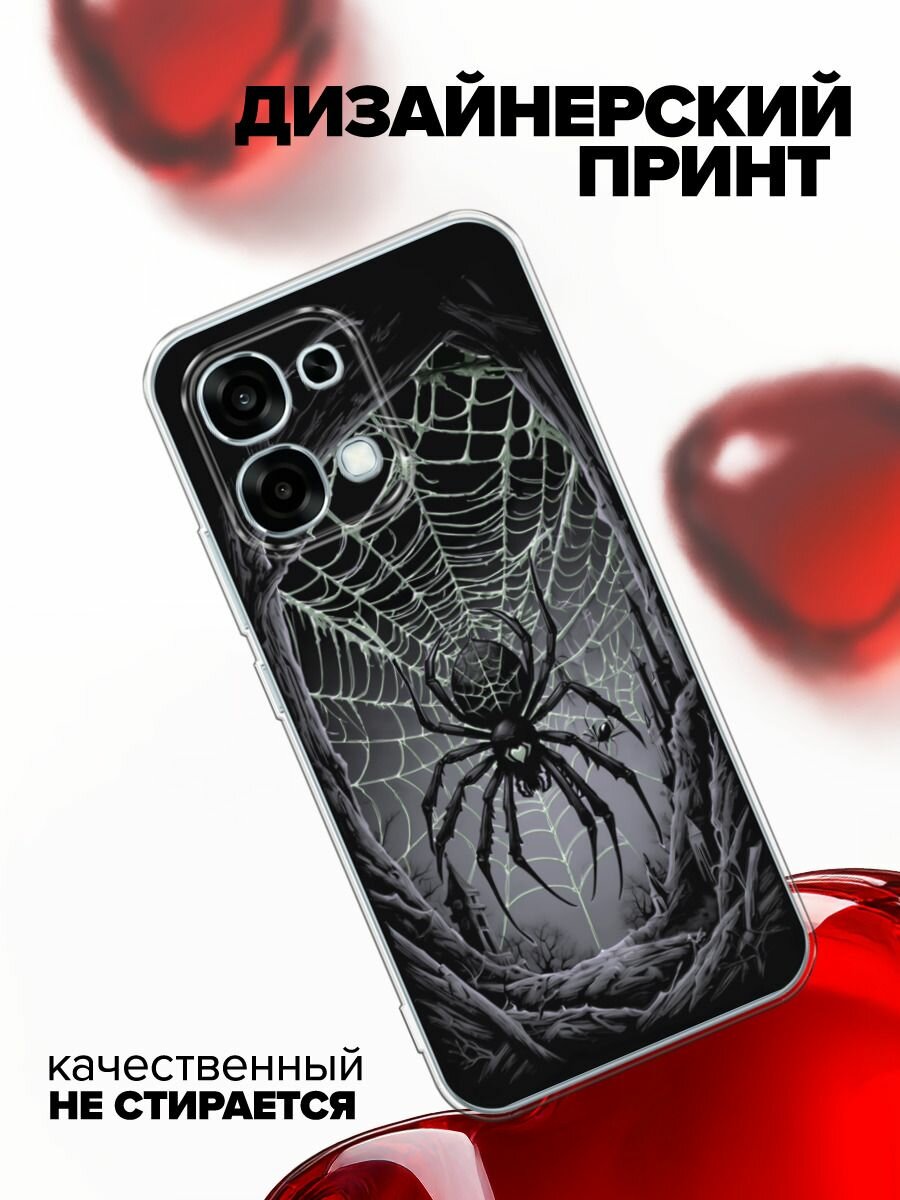 Силиконовый чехол на Oppo A6 Pro / Оппо A6 Про с принтом Темный паук — фото 1