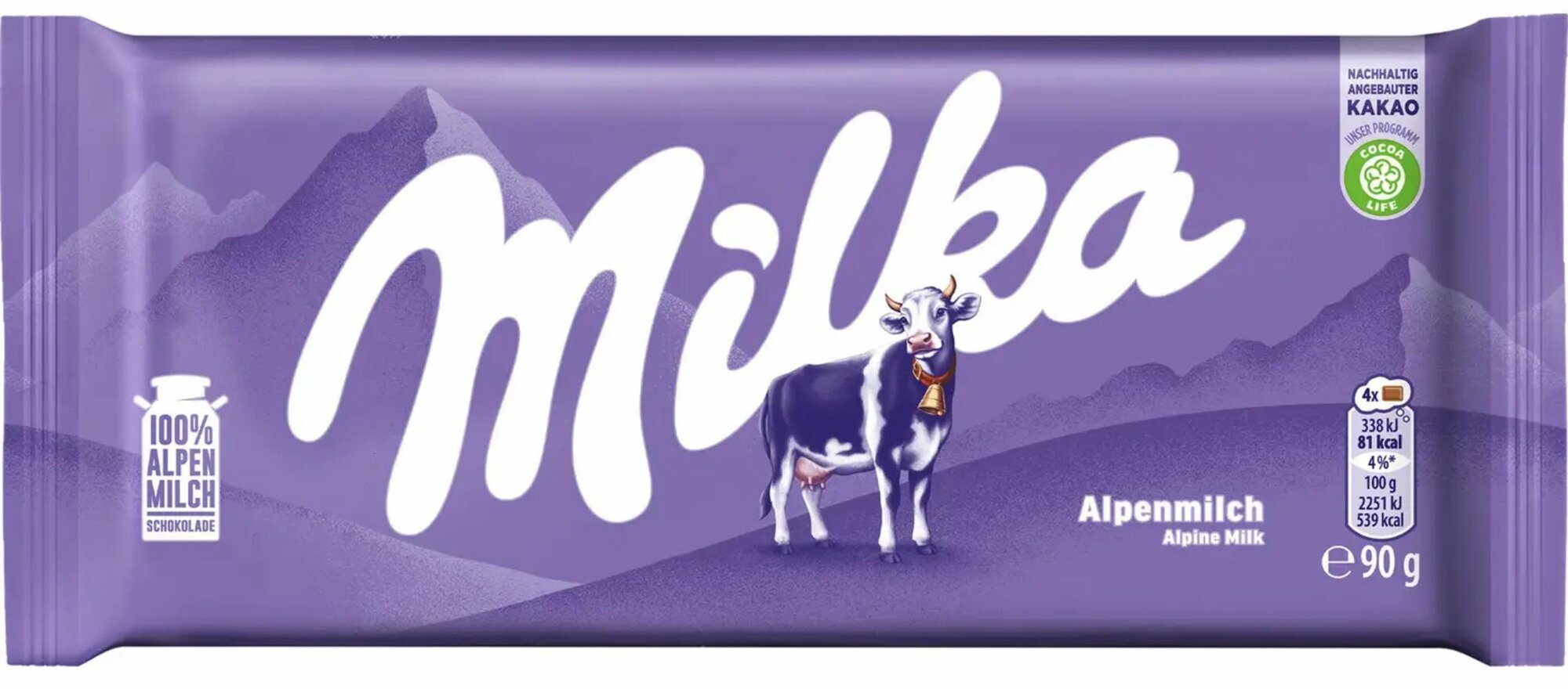 Шоколадная плитка Milka Alpine Milk молочный шоколад с альпийским молоком, 90 гр. (Швейцария)
