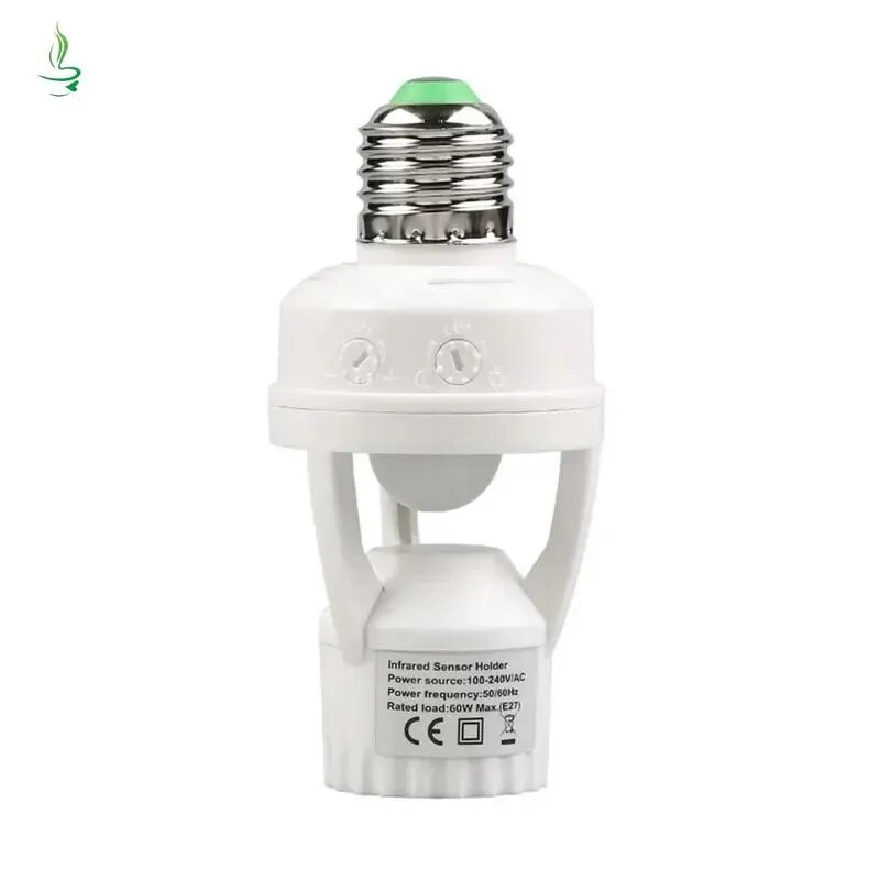 Патрон для лампы с цоколем E27, с инфракрасным датчиком 100-240 В