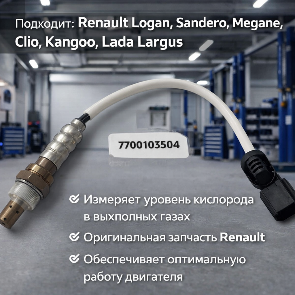 Датчик кислородный Renault 7700103504 подходит: Renault Logan, Sandero, Megane, Clio, Kangoo, Lada Largus