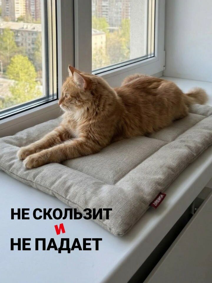 Лежанка для кошек на подоконник, собак антискользящая, 40х60 см