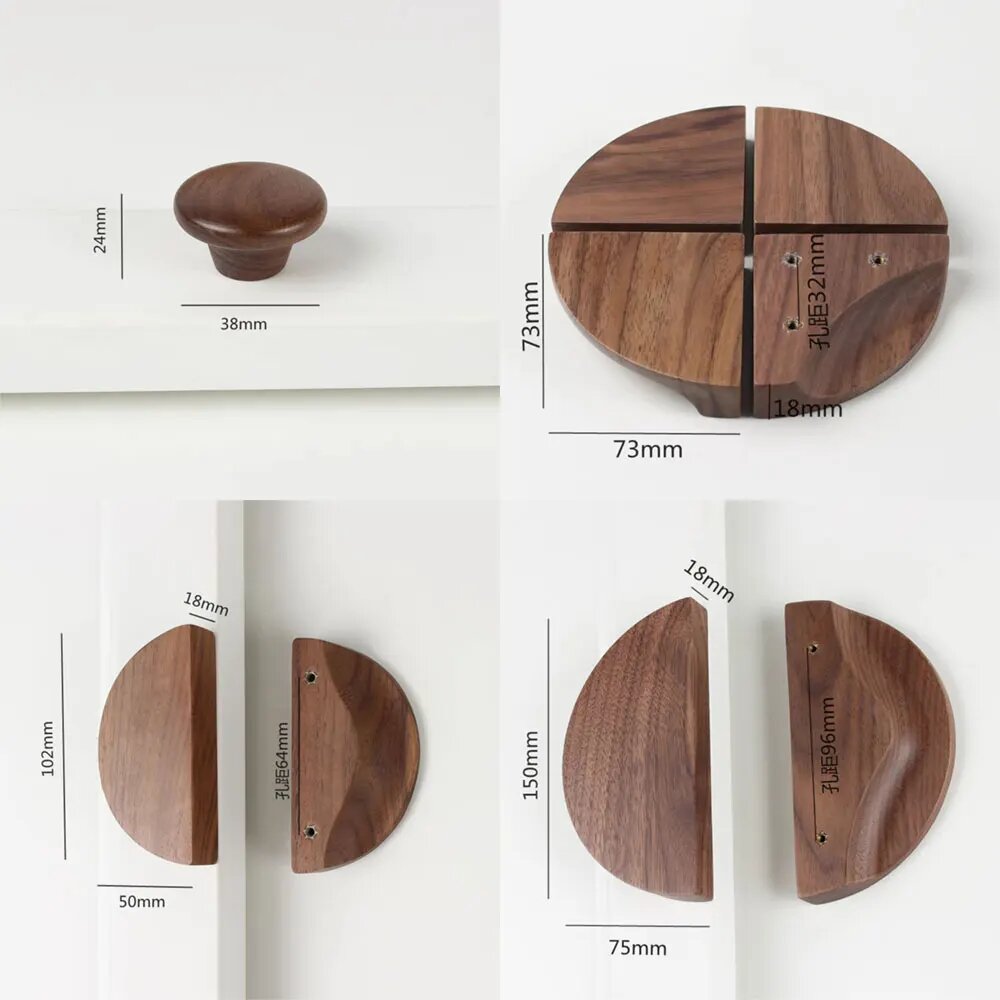 Деревянная ручка для шкафа Walnut, 38x24 мм