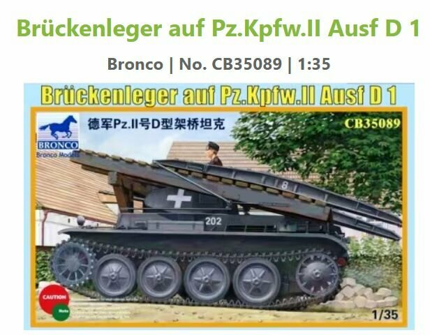 Bronco 1/35 35089 Брукенлегер на Pz. Kpfw II Ausf D1 Пластиковая модель танка