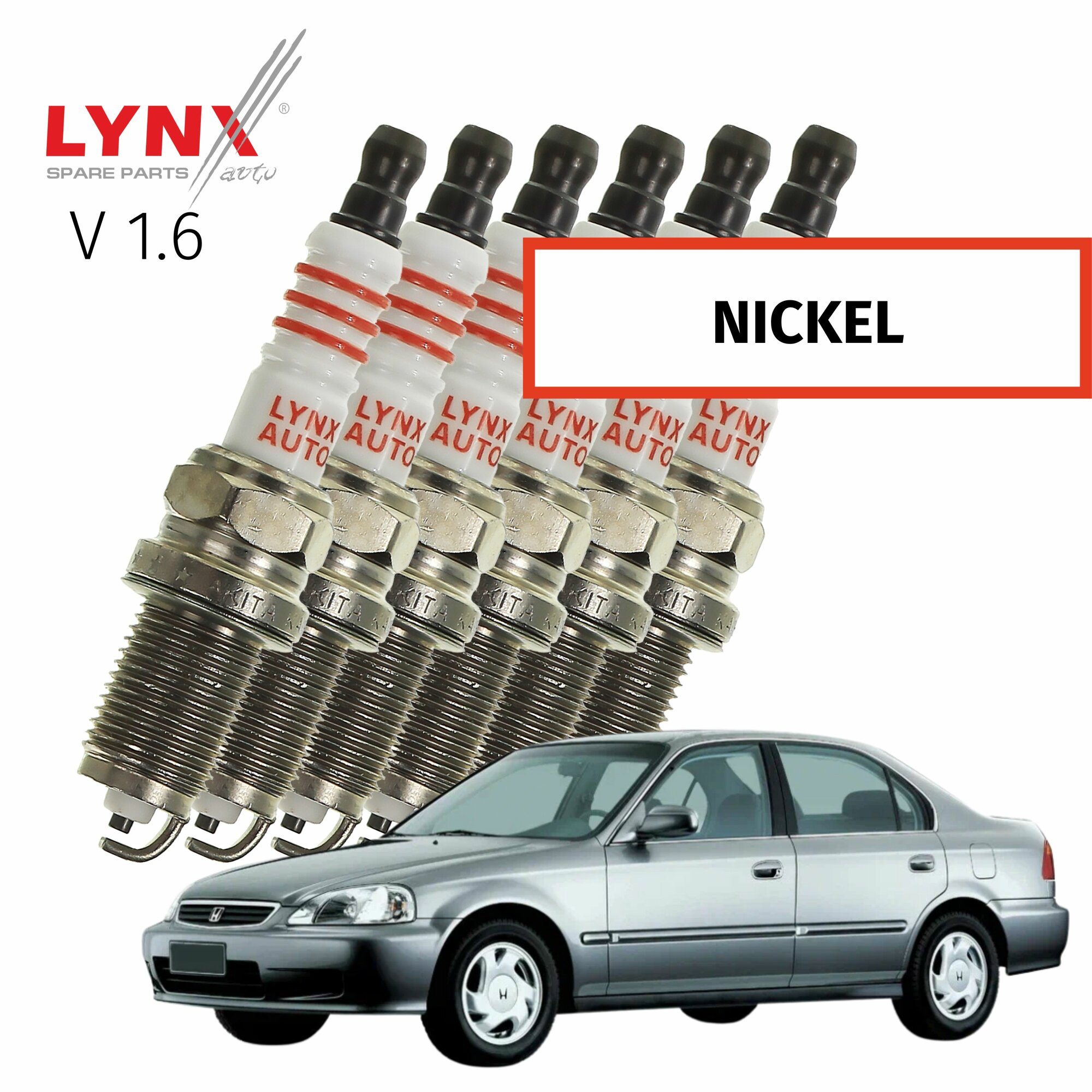 Свечи зажигания Honda Civic (6) / Хонда Цивик 1996 1997 1998 1999 2000 2001 V1.6 D16Y5 / никель, 4шт LYNXauto