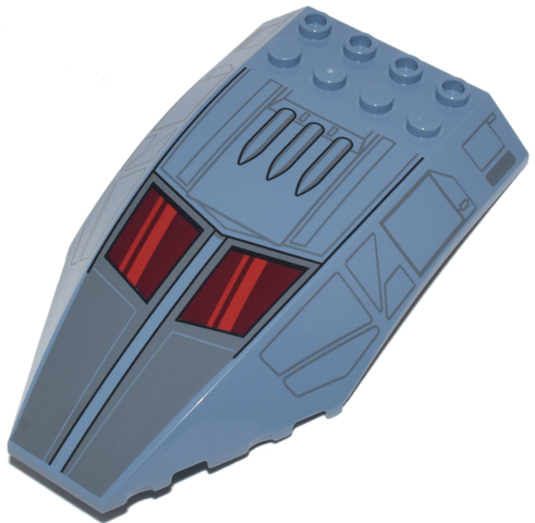 Windscreen 10 x 6 x 2 Curved with SW Bad Batch Shuttle with Dark Red Windows, Red Reflections, and Dark Bluish Gray Panels Pattern, 45705pb030 Sand Blue U
