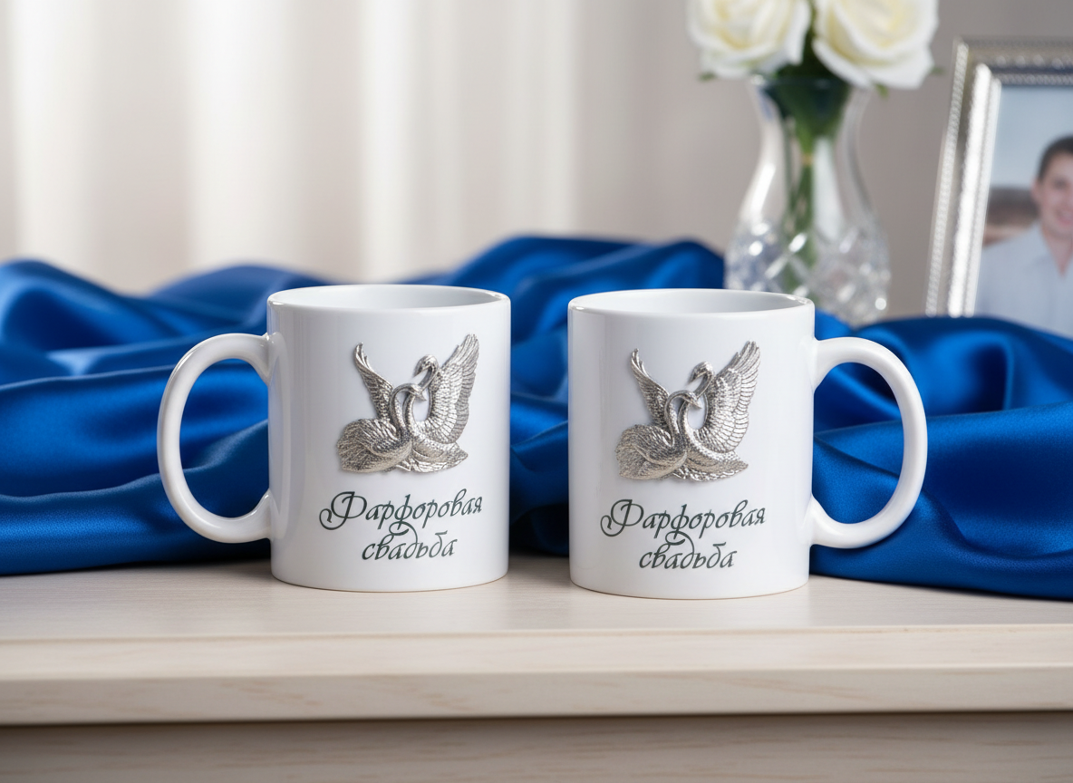 Набор чайных кружек Фарфоровая свадьба