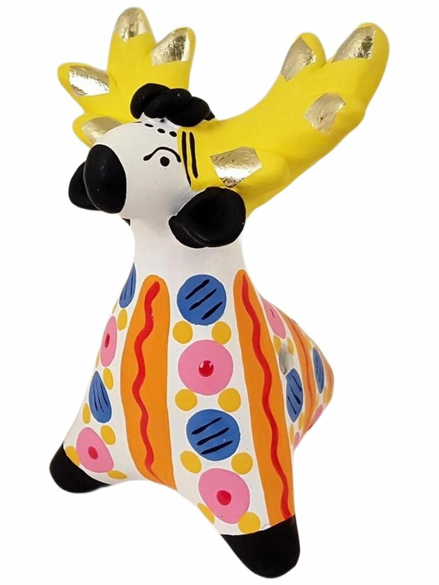 Свистулька №2 Олень, Дымковская глиняная игрушка, ручная авторская работа