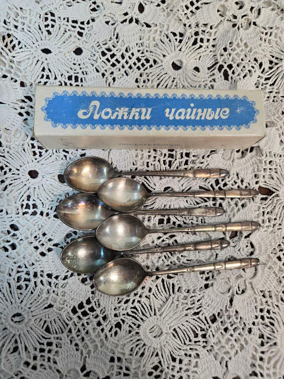 Винтажный советский набор чайных ложек, мельхиор, СССР