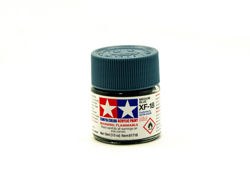 XF-18 Medium Blue flat, acrylic paint mini 10 ml. (Средне-синий матовый) Tamiya 81718