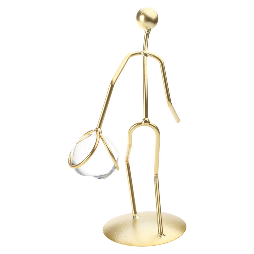 Простое золотое геометрическое украшение хрустального шара спортсмена из кованого железа-Running Dribble C