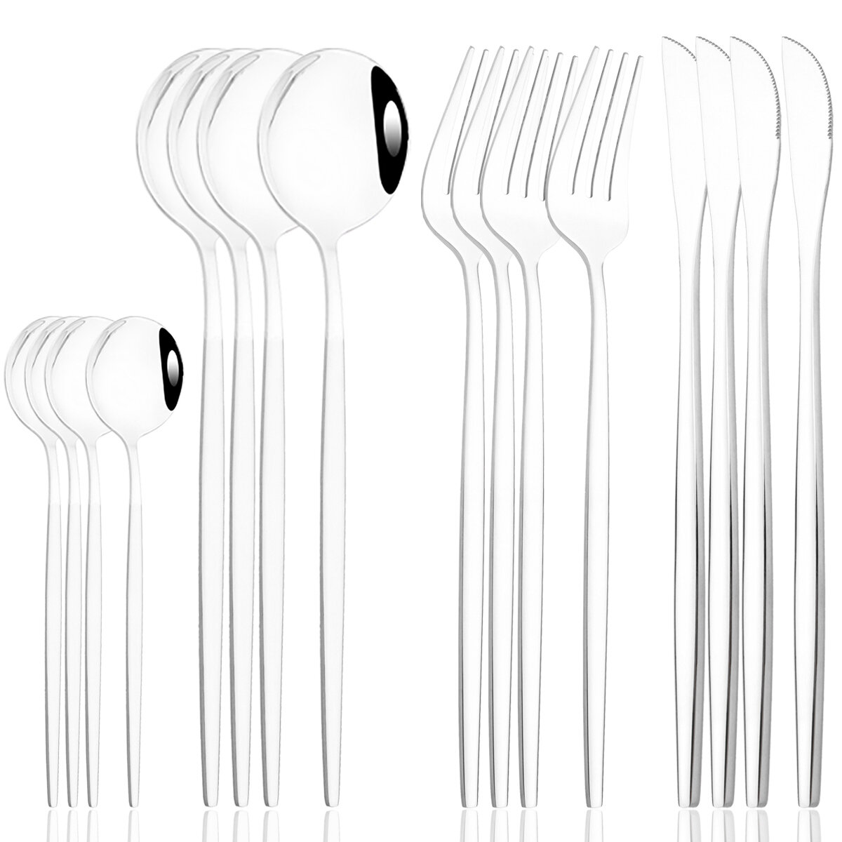 16 шт столовая посуда столовая посуда набор зеркало столовая посуда набор из нержавеющей стали вилка нож чайная ложка обед серебряная посуда кухня посуда набор