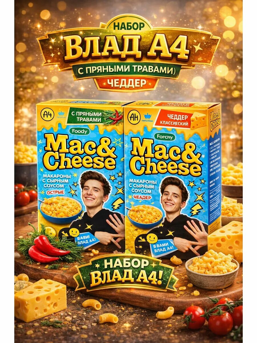 Набор 2 вкуса макарон Влад А4 Mac&Cheese по 143 гр