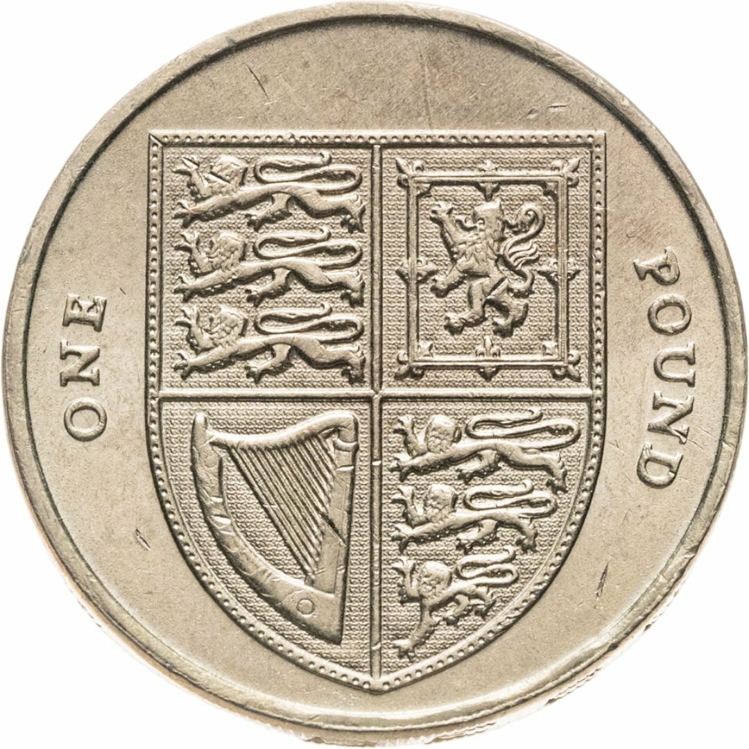Великобритания 1 фунт pound 2008, Латунь, в сохранности AU