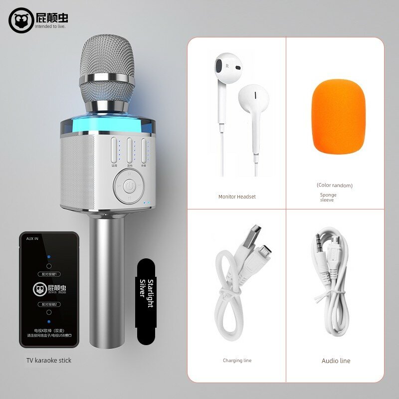 PeiDianChong X9 Беспроводной Bluetooth микрофон для караоке с караоке-палкой, наушниками и пены чехлом - Комплект