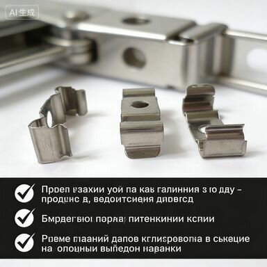 Клипса крепежная Т4-Т5 22х07мм, 10шт, металлическое крепление скоба держатель для профиля LED ленты, фитолампы, светодиодного линейного светильника Т4-Т5, корпуса люминесцентной лампы шириной 19-22мм