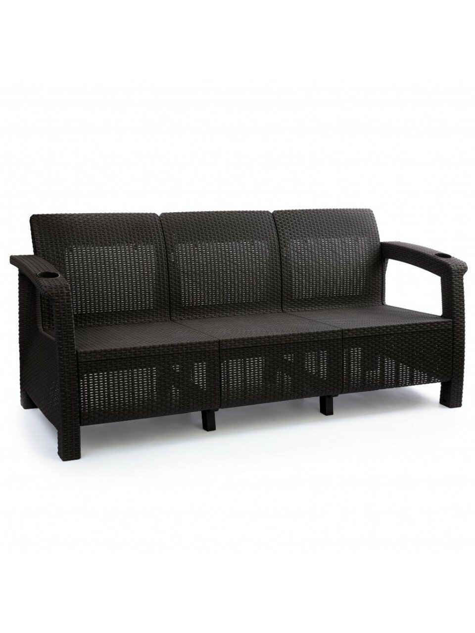 Диван садовый Ротанг-плюс трехместный мокко М8836, упаковка 1, мебель для террасы, веранды и дачи