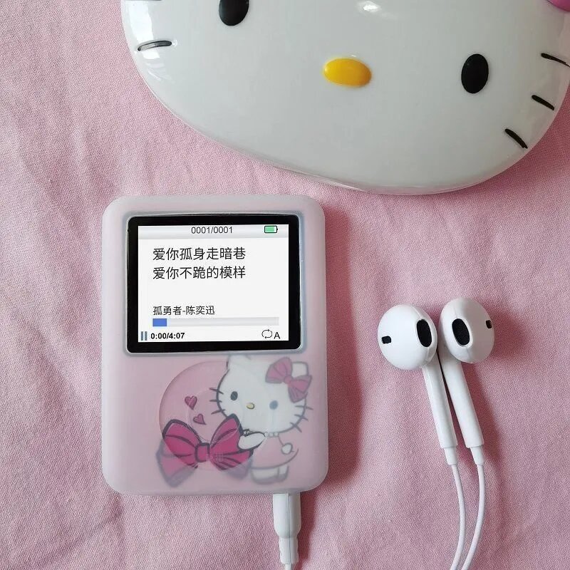 MP3-плеер Hello Kitty 128 ГБ, розовый, портативный музыкальный плеер с наушниками, для детей и взрослых