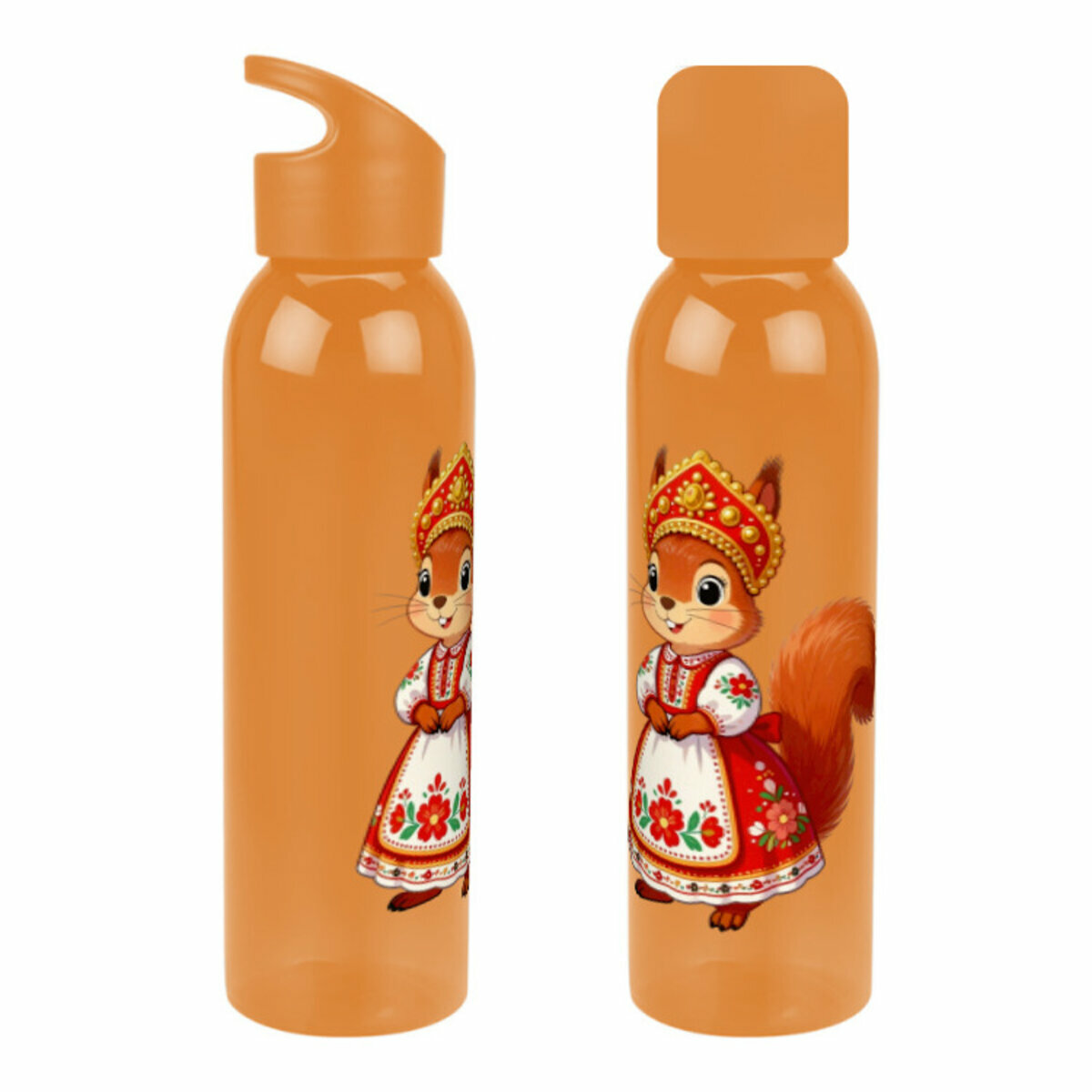Бутылка для воды «Белка в русско народном стиле» (оранжевый)
