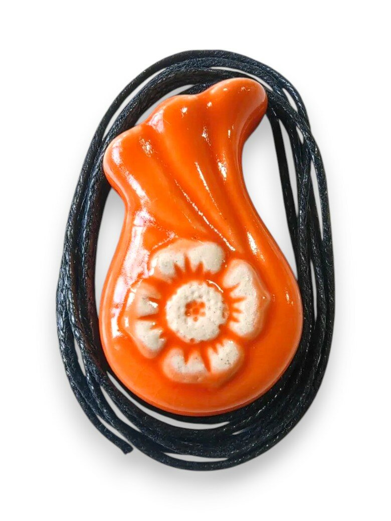 Аромакулон оранжевый керамический со шнурком, цветок, 1 шт.