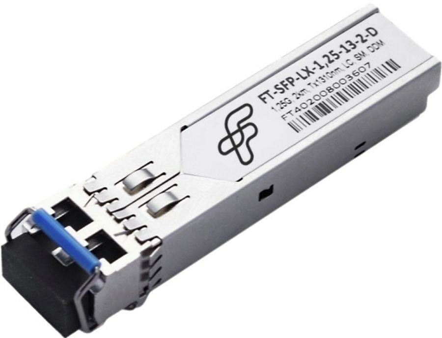 Трансивер Future Technologies SFP, одномодовый, скорость 1.25 гигабит в секунду, передатчик 1310 нанометров, приемник 1310 нанометров, дальность до 2 километров (FT-SFP-LX-1,25-13-2-D)