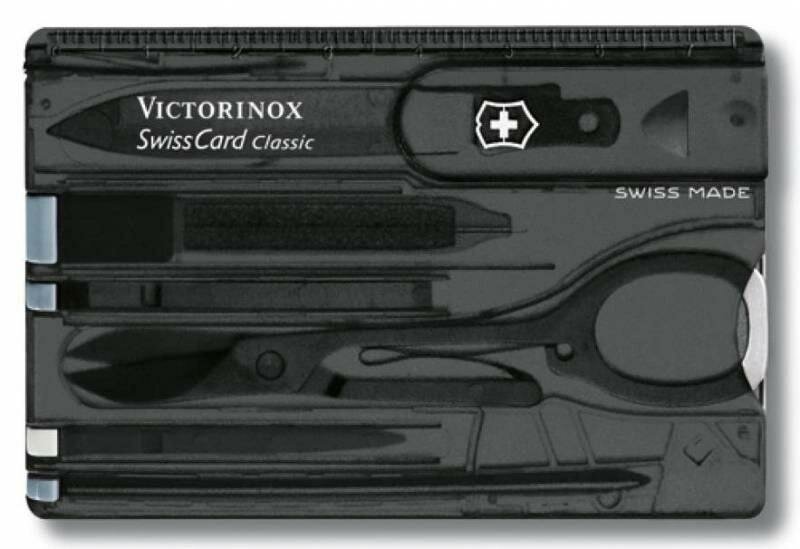 Швейцарская карта VICTORINOX SwissCard Classic, черный полупрозрачный, коробка подарочная (0.7133. T3)
