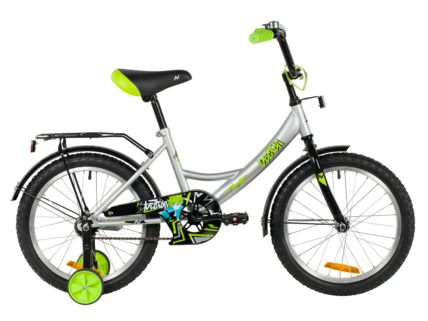 Велосипед Novatrack Vector 18 (2025), алюминиевая рама, на рост 110-130 см, Серебристый