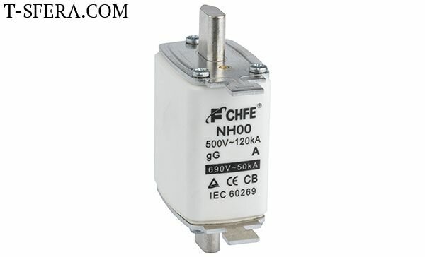 Предохранитель NH00S,125A, 500VAC, 120kA, тип gG с двойной индикацией CHFE NH00S-125GG