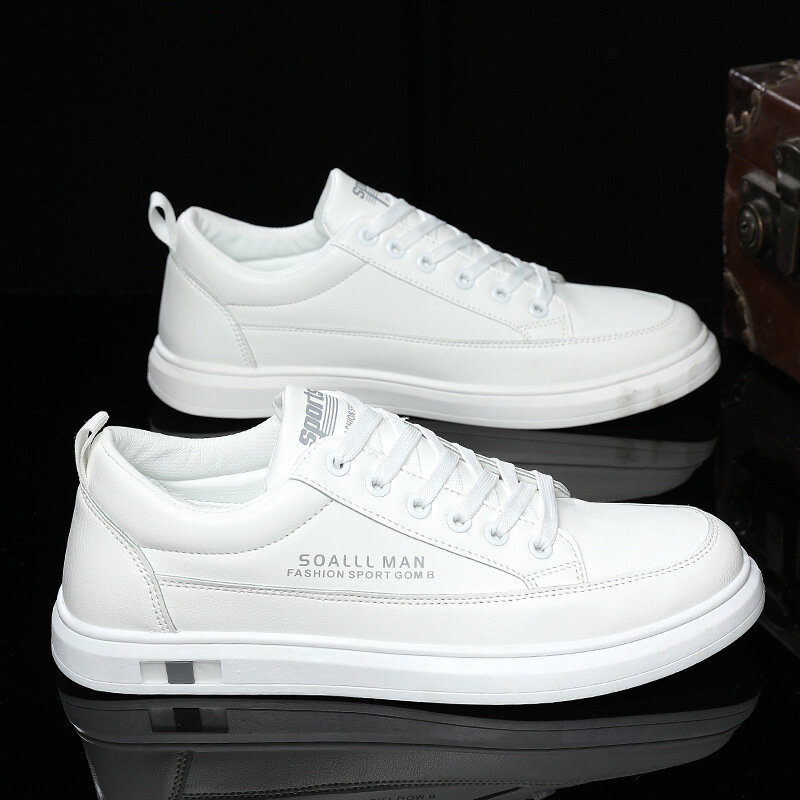 JYL Обувь мужская Осенняя для молодежи Низкая обувь кожа резина/white gray