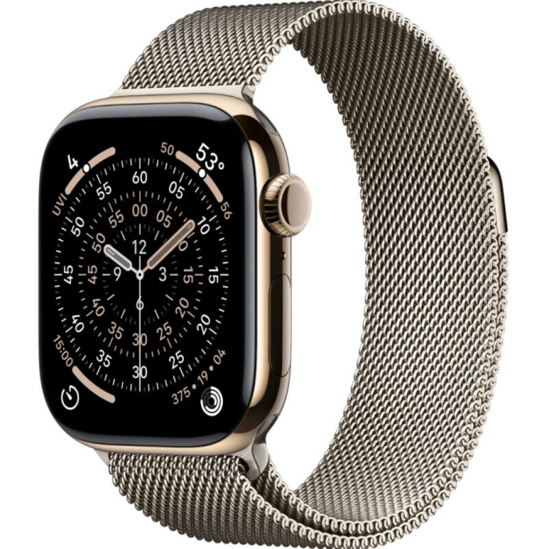 Часы Apple Watch Series 11 42mm Gold Titanium Case With Natural Milanese Loop (Золотой/Титан)