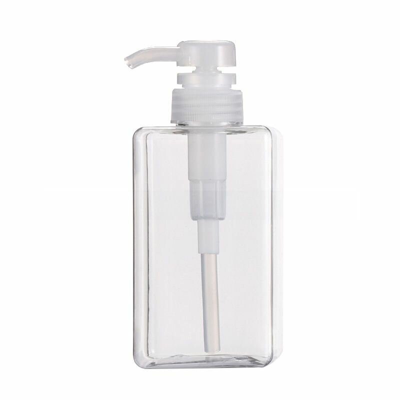 Прозрачная квадратная помповая бутылка для дезинфицирующего средства для рук, бутылка для дозатора геля для душа и шампуня