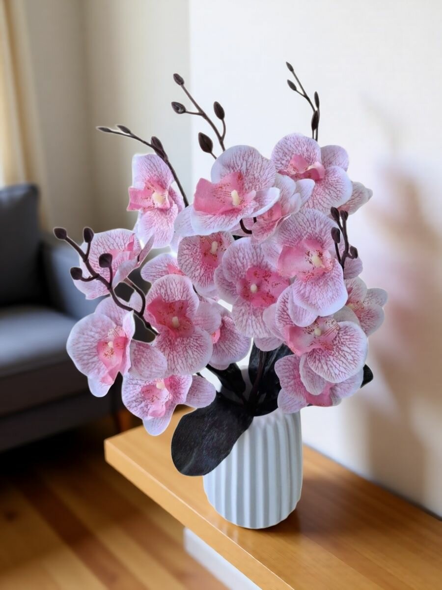 Искусственные цветы, орхидея, 1 букет из 5 веточек, высотой 42см