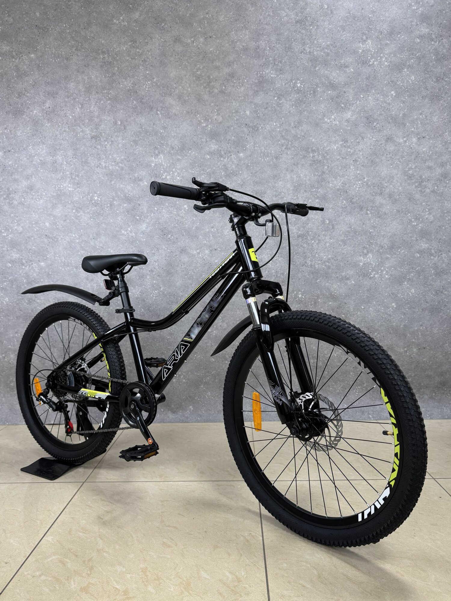 Велосипед горный подростковый Tech Team колесо 24" Aria рама 13" , черный 2026