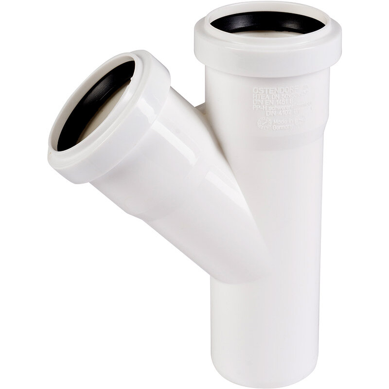 Тройник ПП 50х50/45гр. белый , Политэк
