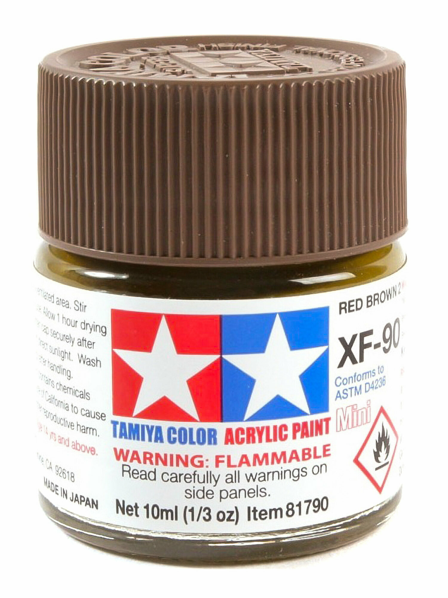 Краска акриловая Tamiya Color XF-90 Red Brown 2 81790 красно-коричневая 2 матовая, 10 мл
