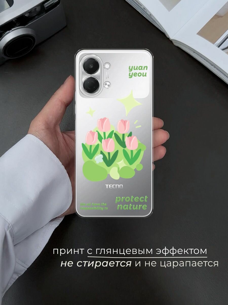 Силиконовый чехол на Tecno Spark Go 3 / Текно Спарк Го 3 с принтом Protect nature — фото 1