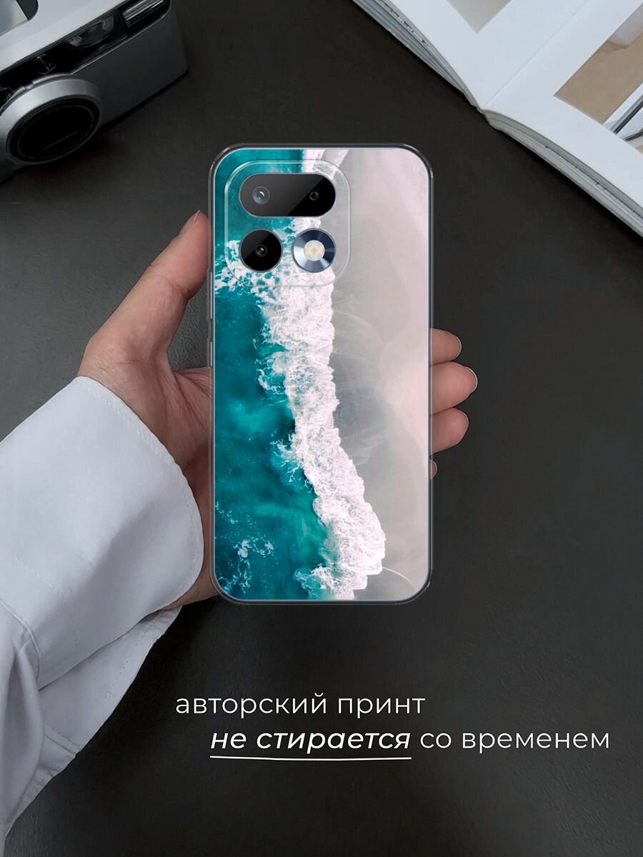 Чехол на Realme 16 Pro / Реалме 16 Про с принтом Бирюзовые волны — фото 1