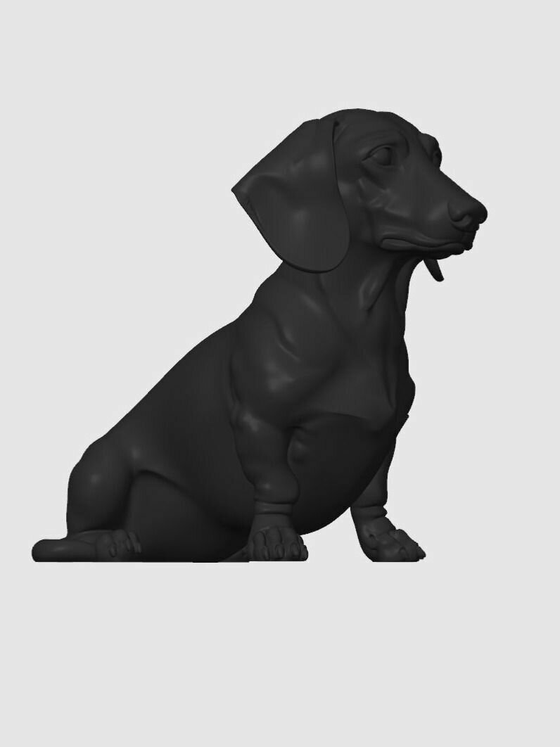 Эксклюзив! Ростовая статуэтка собаки - Такса (10 см, черный) - Верный друг, подарок, талисман