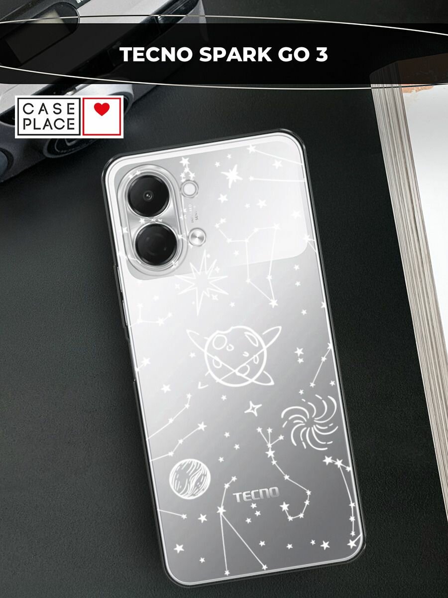 Чехол на Tecno Spark Go 3 / Текно Спарк Го 3 с принтом Планеты в космосе, прозрачный