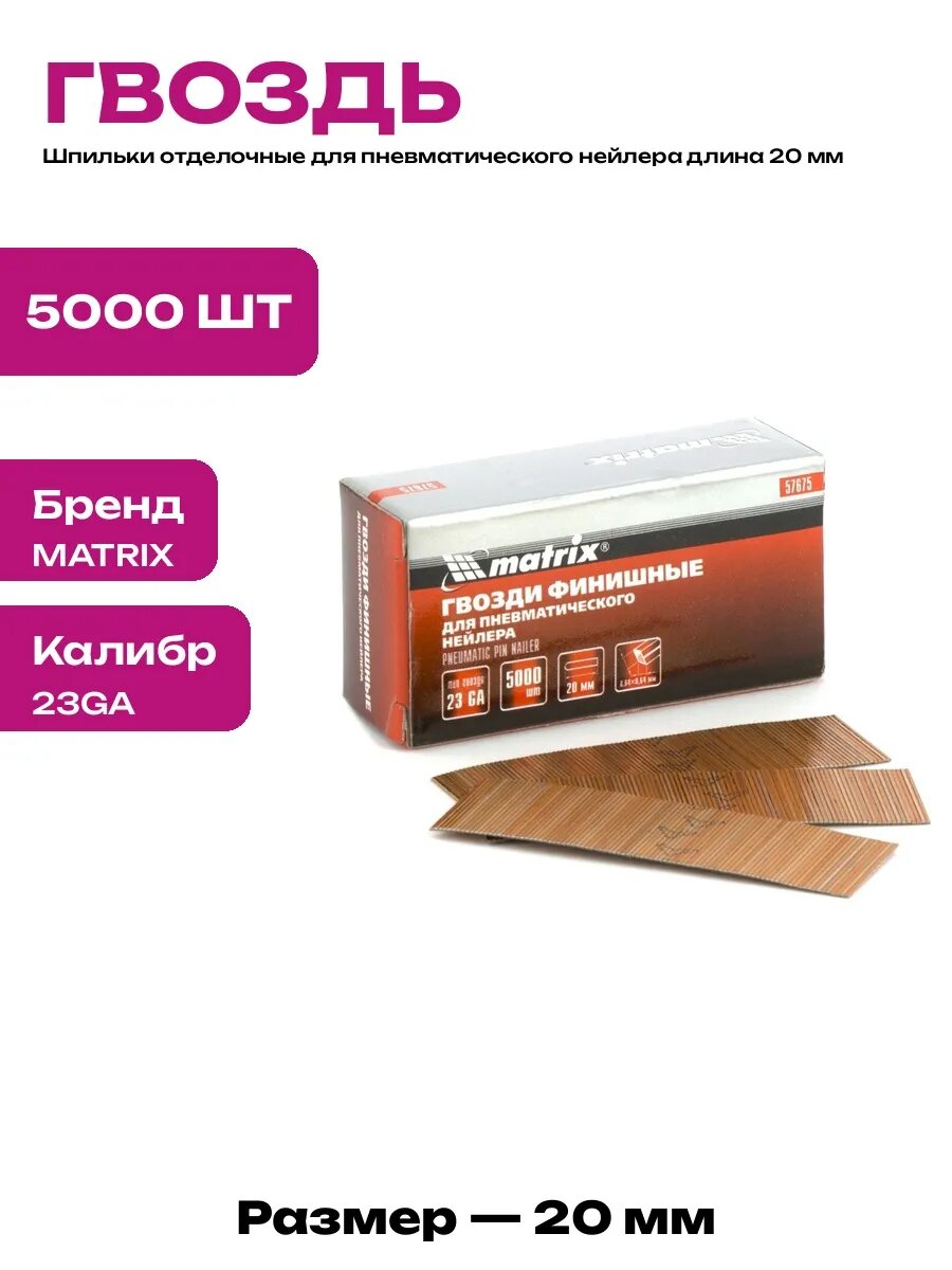 Шпильки отделочные стальные 23GA тип PN сечение 0.64х0.64 мм