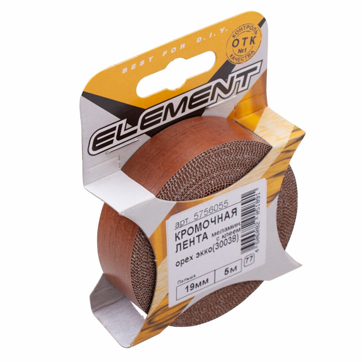 Кромочная лента меламиновая с клеем 19 мм (30038) орех экко (5 м) Element